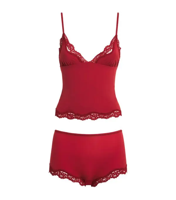 SKIMS Fits Everybody Lace-trim Cami And Shorts Set - Red