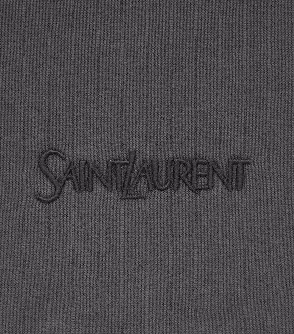 Saint Laurent Cotton Logo Hoodie - Grey