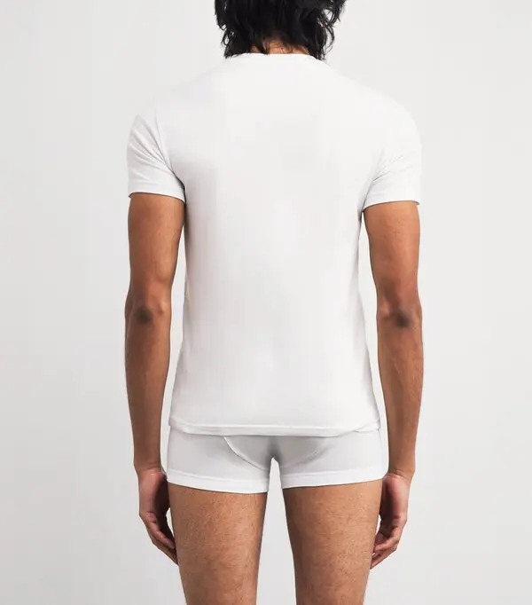 Emporio Armani Stretch-cotton Eagle Logo V-neck T-shirt - White