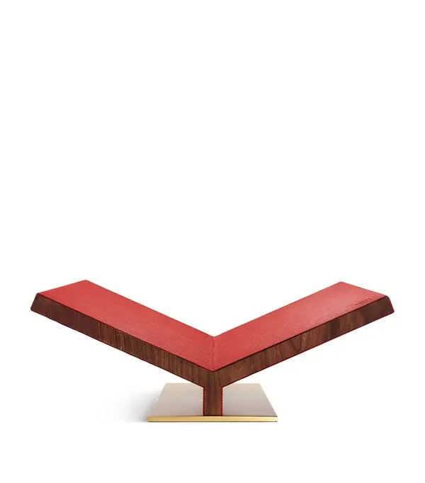 Assouline Walnut-leather Classic Collector Bookstand - Red