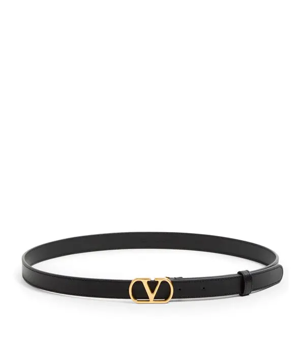 Valentino Garavani Leather Vlogo Signature Belt - Black