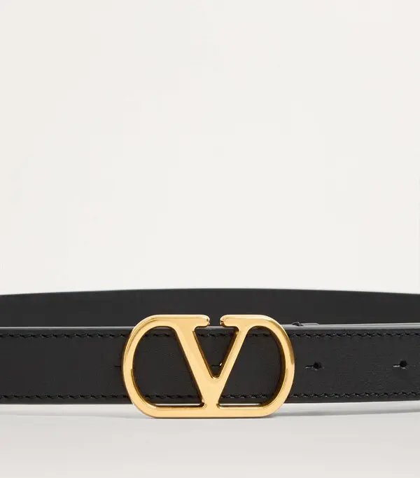Valentino Garavani Leather Vlogo Signature Belt - Black