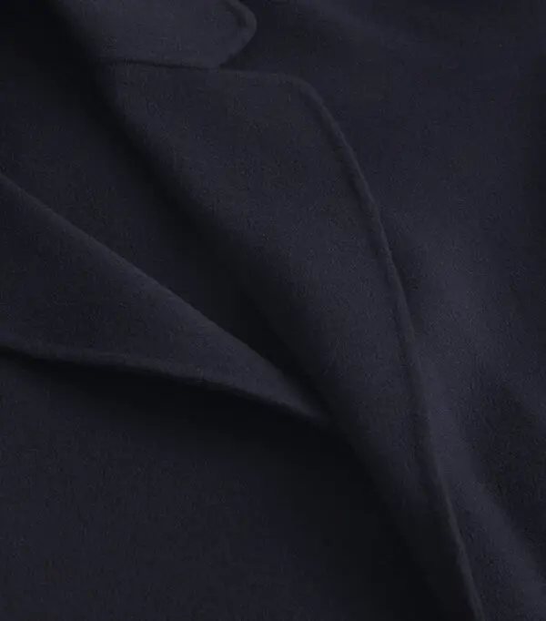 Max Mara Virgin Wool Short Wrap Coat - Blue