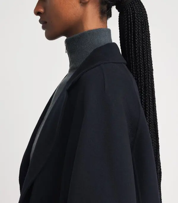 Max Mara Virgin Wool Short Wrap Coat - Blue