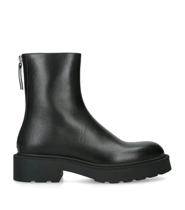 THE ROW Nobilis Fast Leather Ankle Boots - Black