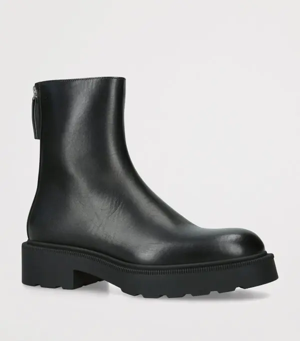 THE ROW Nobilis Fast Leather Ankle Boots - Black