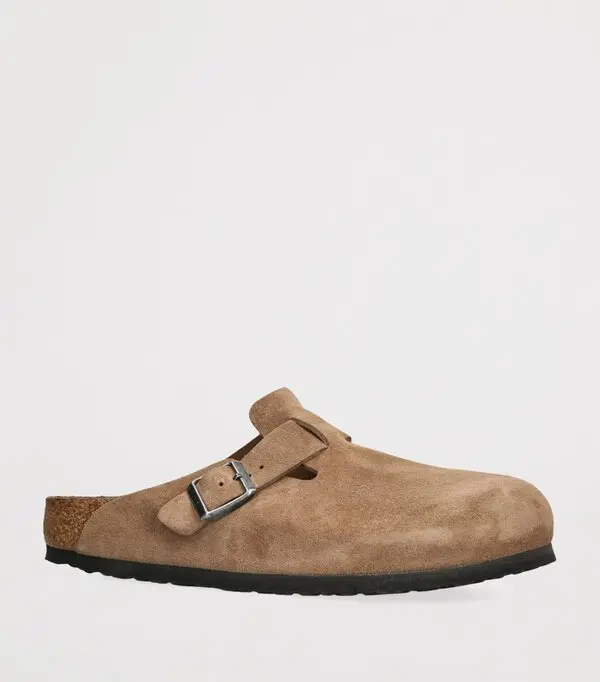 BIRKENSTOCK Suede Boston Clogs - Brown