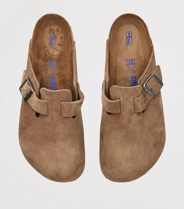 BIRKENSTOCK Suede Boston Clogs - Brown