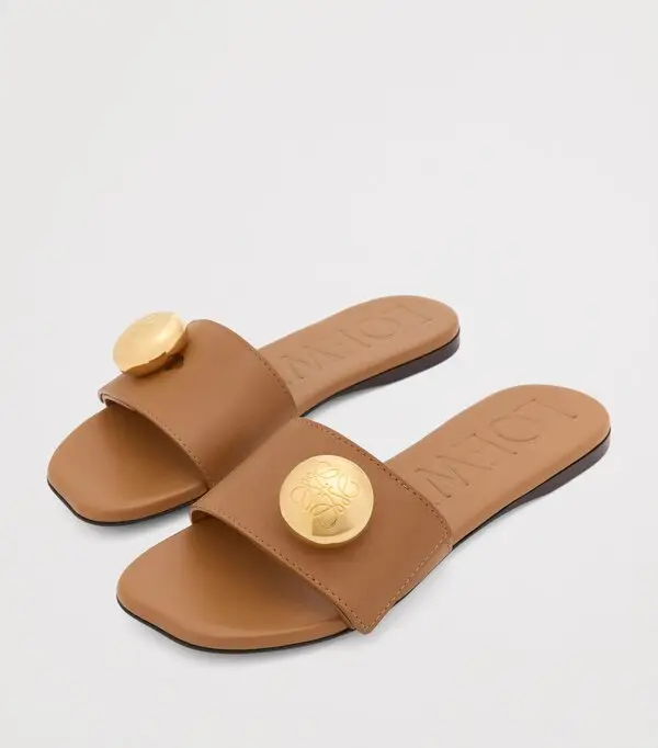 Loewe Leather Slides - Brown