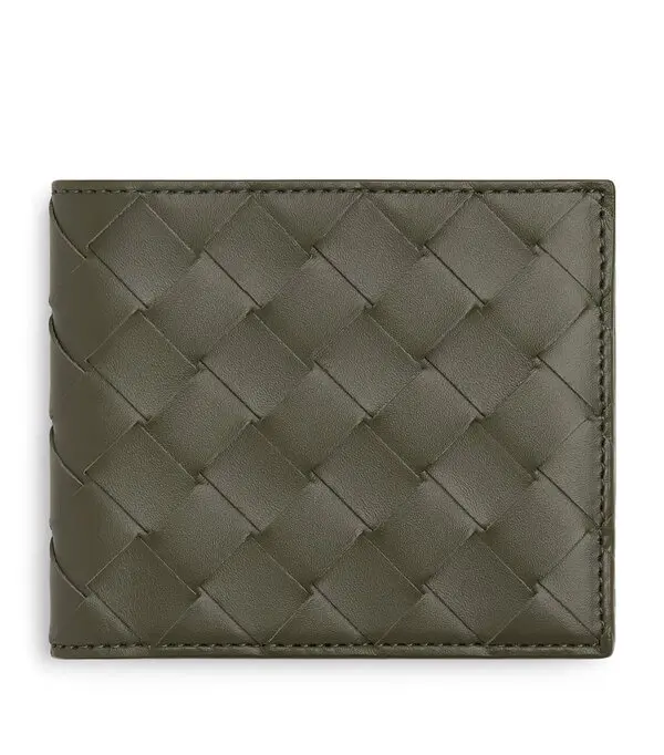 Bottega Veneta Leather Intrecciato Bifold Wallet - Green