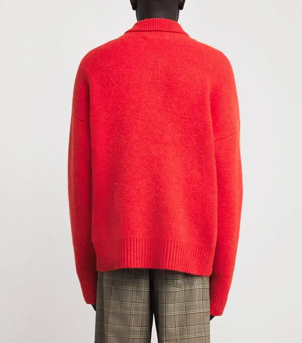 AMI Paris De Coeur Alpaca-blend Polo Sweater