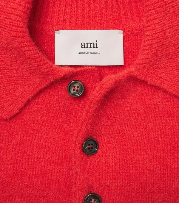 AMI Paris De Coeur Alpaca-blend Polo Sweater
