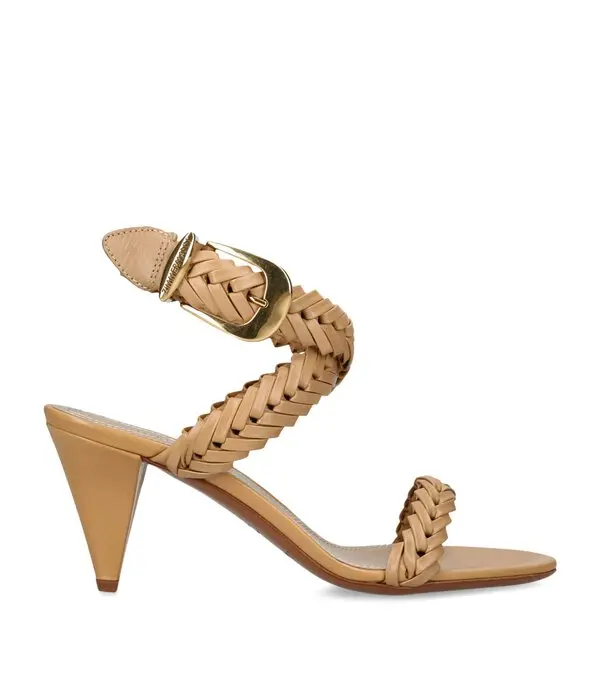 Zimmermann Calf Leather Helix 75 Heeled Sandals - Beige