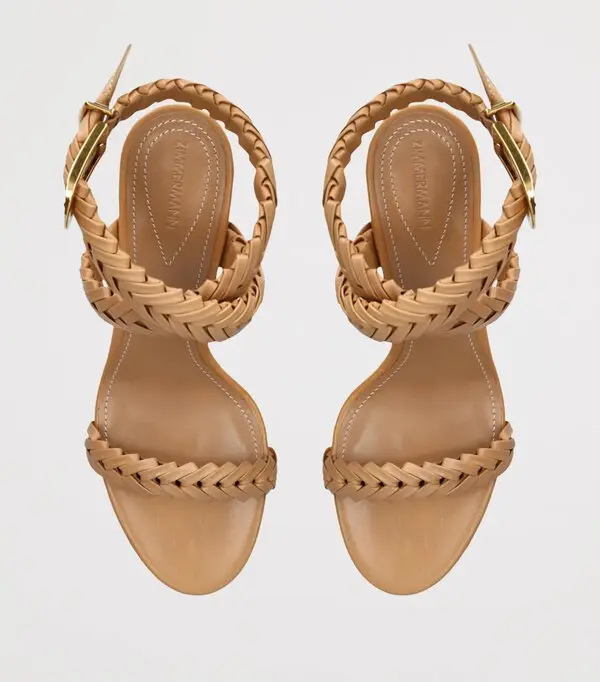 Zimmermann Calf Leather Helix 75 Heeled Sandals - Beige