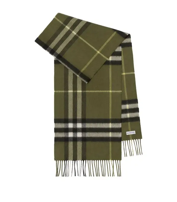 Burberry Cashmere Check Scarf - Green