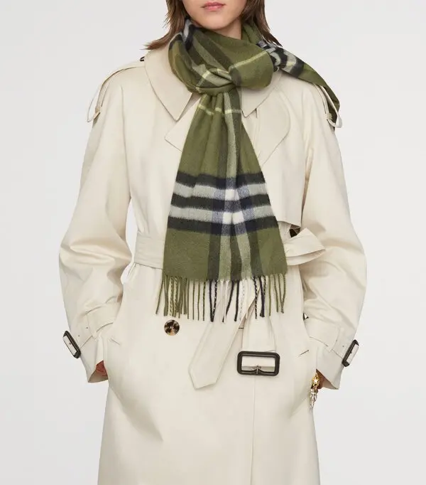 Burberry Cashmere Check Scarf - Green