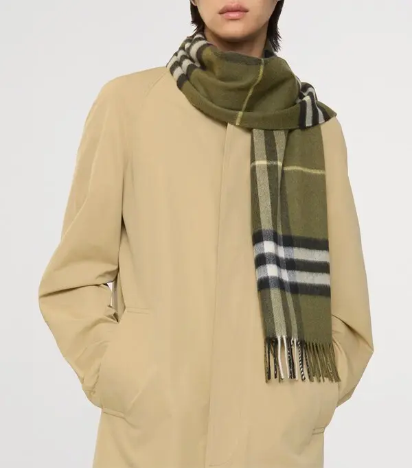 Burberry Cashmere Check Scarf - Green