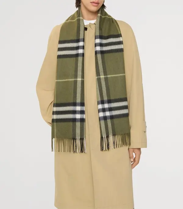 Burberry Cashmere Check Scarf - Green