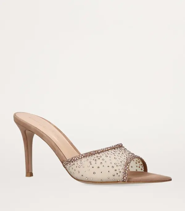 GIANVITO ROSSI Rania 85 Embellished Mules - Brown