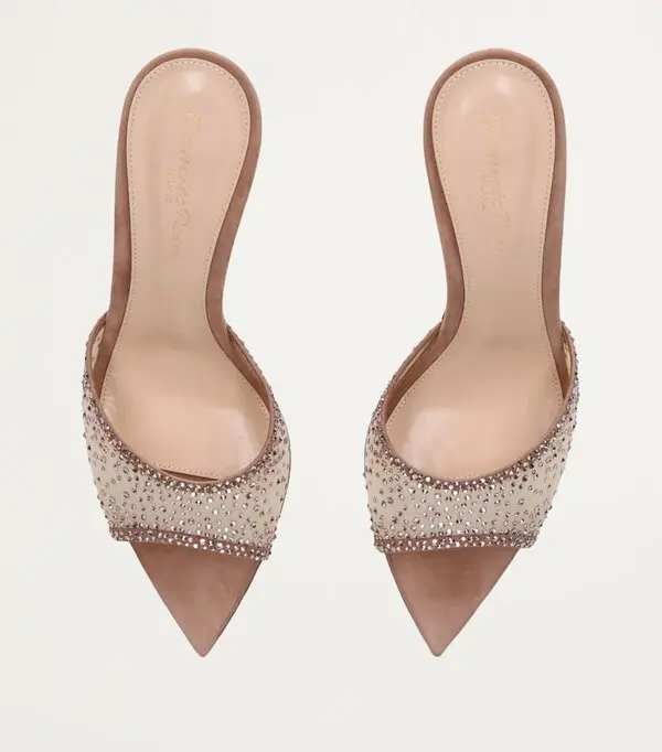 GIANVITO ROSSI Rania 85 Embellished Mules - Brown