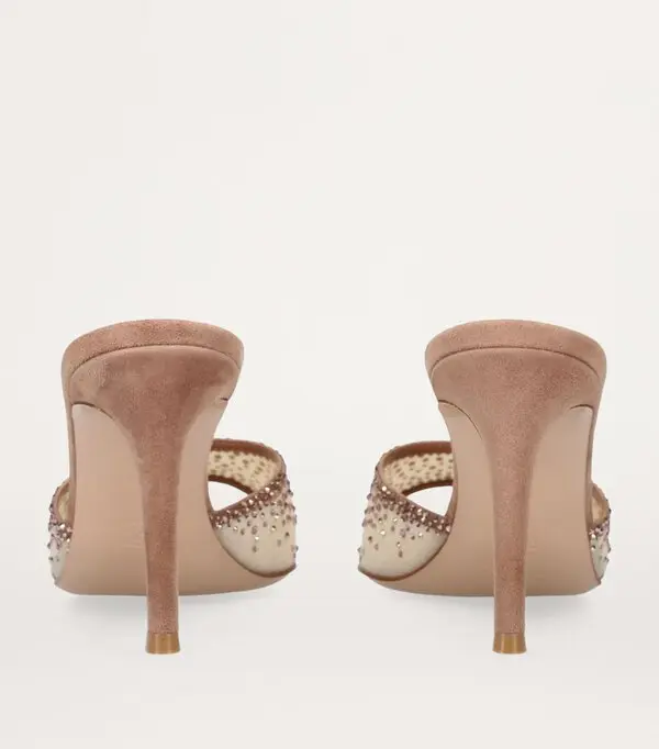 GIANVITO ROSSI Rania 85 Embellished Mules - Brown