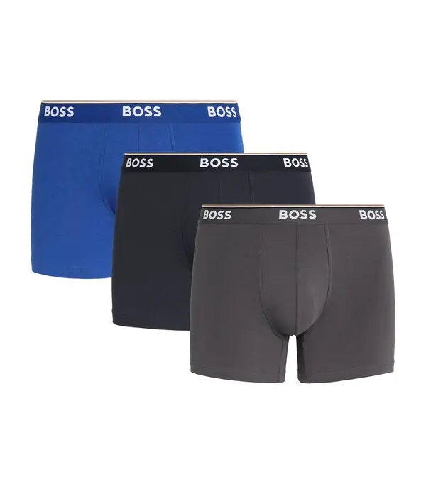 BOSS Stretch-cotton Logo Trunks - Blue