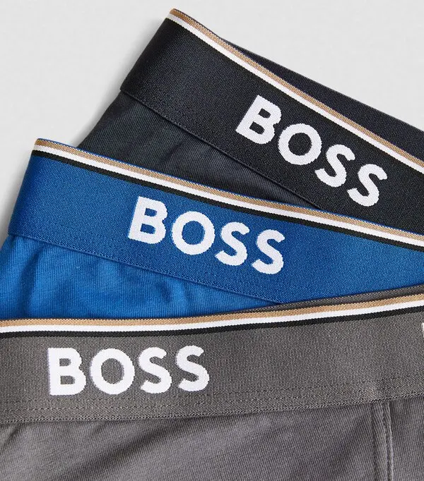 BOSS Stretch-cotton Logo Trunks - Blue