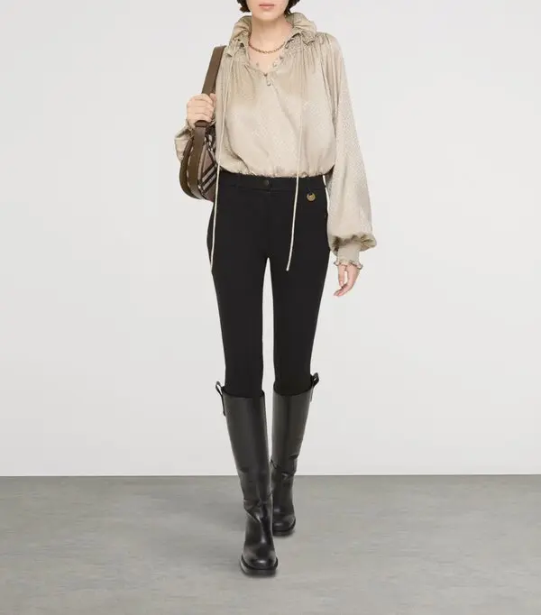 Burberry Stretch Cotton Herringbone Jodhpurs - Black