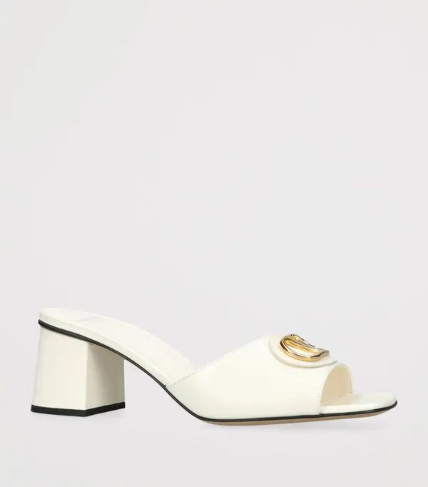 Valentino Garavani Leather Vlogo Mules - Beige