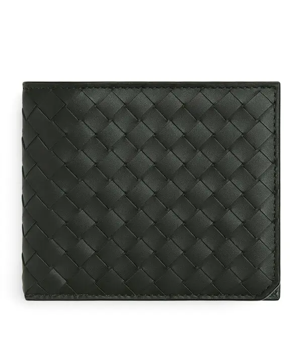 Bottega Veneta Leather Intrecciato Piccolo Bifold Wallet - Green