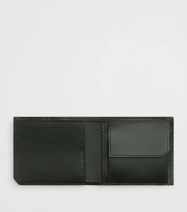 Bottega Veneta Leather Intrecciato Piccolo Bifold Wallet - Green