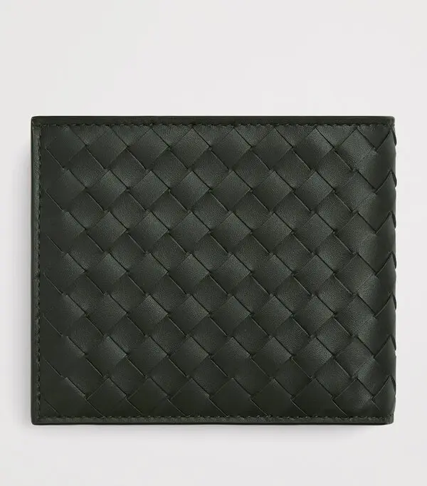 Bottega Veneta Leather Intrecciato Piccolo Bifold Wallet - Green
