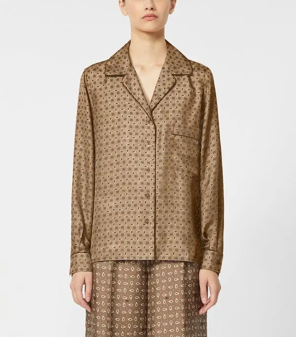 Max Mara Printed Silk Shirt - Brown