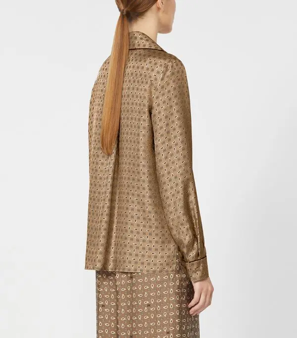Max Mara Printed Silk Shirt - Brown