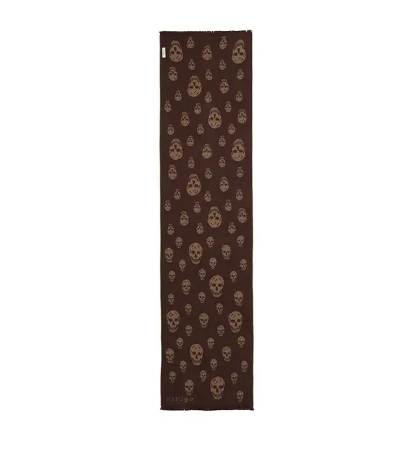 Alexander McQueen Wool Reversible Skull Scarf - Nude