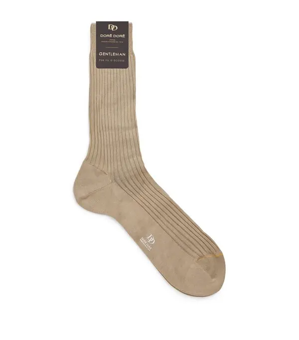 DORE DORE Cotton Rib-knit Socks - Beige