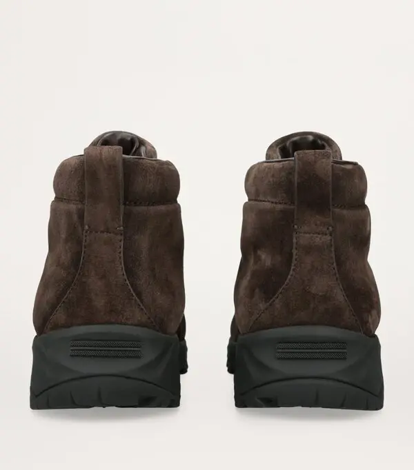 Zegna Suede Triple Stitch Vetta Sneakers - Brown