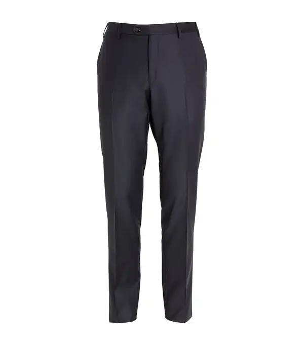 Corneliani Virgin Wool Slim Tailored Trousers - Navy