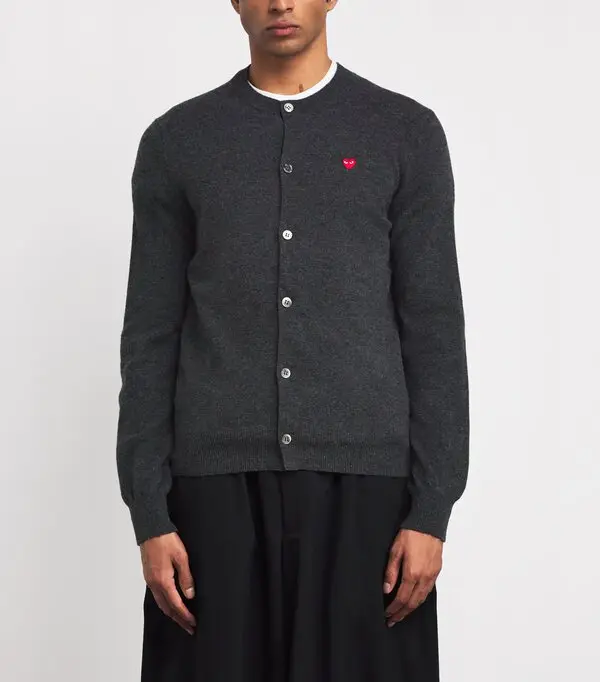 Play Comme Des Garcon Wool Mini Heart Cardigan