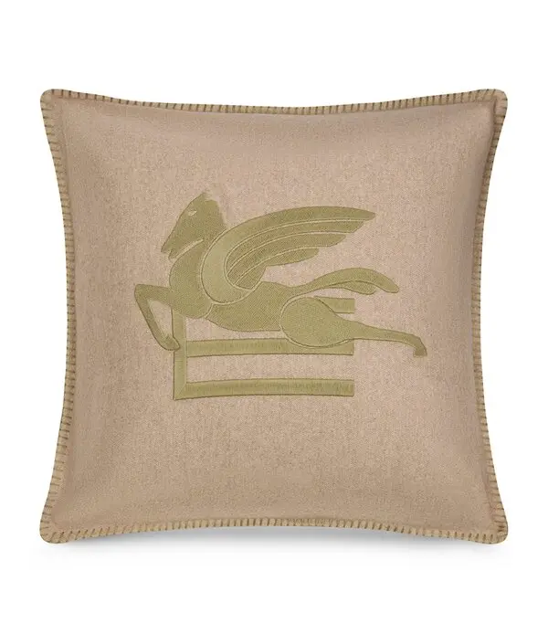 Etro Wool-blend Embroidered Ribot Cushion - Green