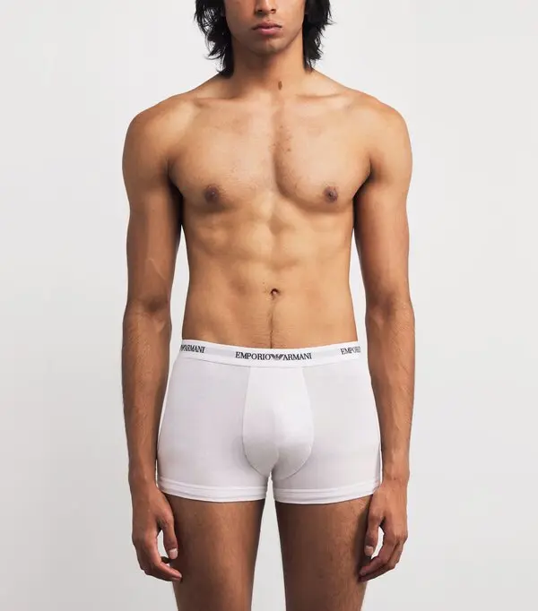 Emporio Armani Stretch-cotton Logo Trunks - White