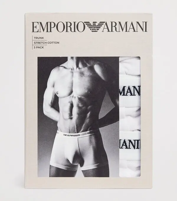 Emporio Armani Stretch-cotton Logo Trunks - White