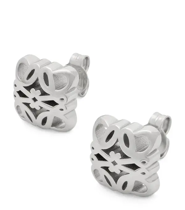 Loewe Anagram Bombé Stud Earrings - Silver