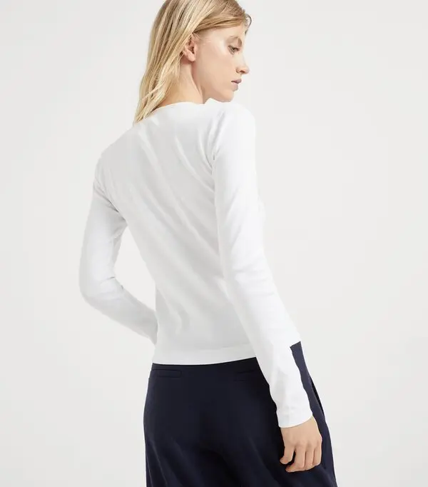 Brunello Cucinelli Stretch-cotton Jersey T-shirt With Monili Detail - White