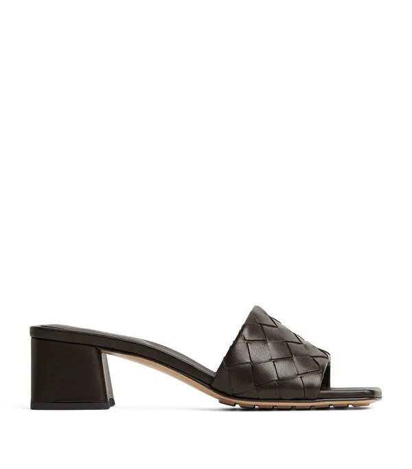 Bottega Veneta Lambskin Parco Heeled Mules - Black