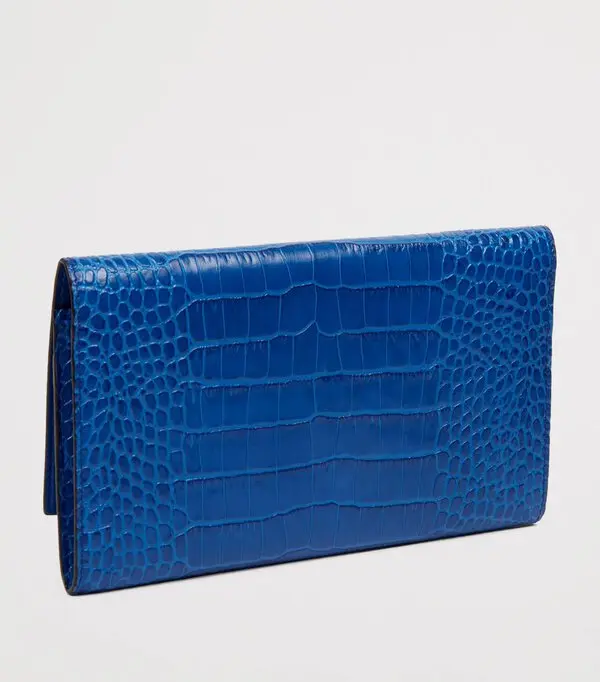 Smythson Leather Croc-embossed Marshall Travel Wallet