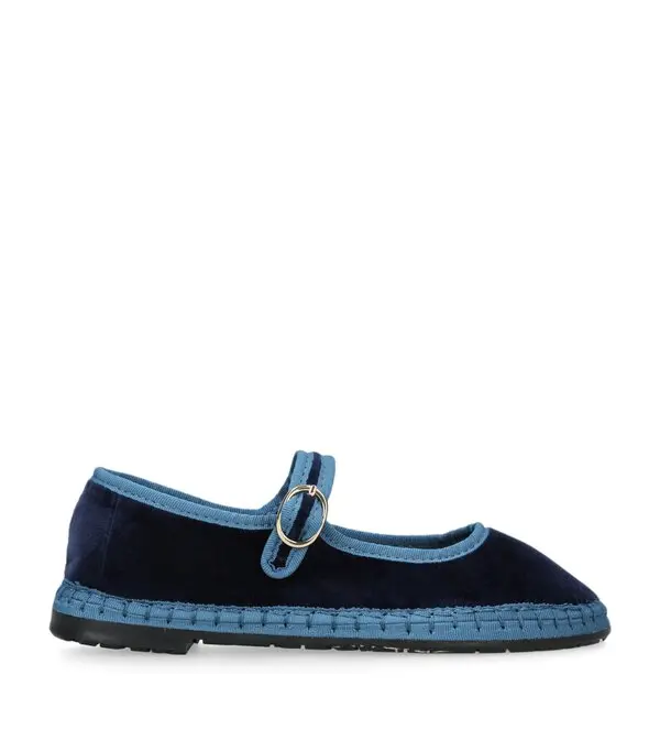 FLABELUS Velvet Montague Mary Janes - Navy