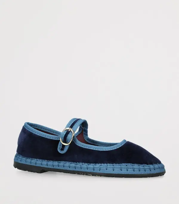 FLABELUS Velvet Montague Mary Janes - Navy