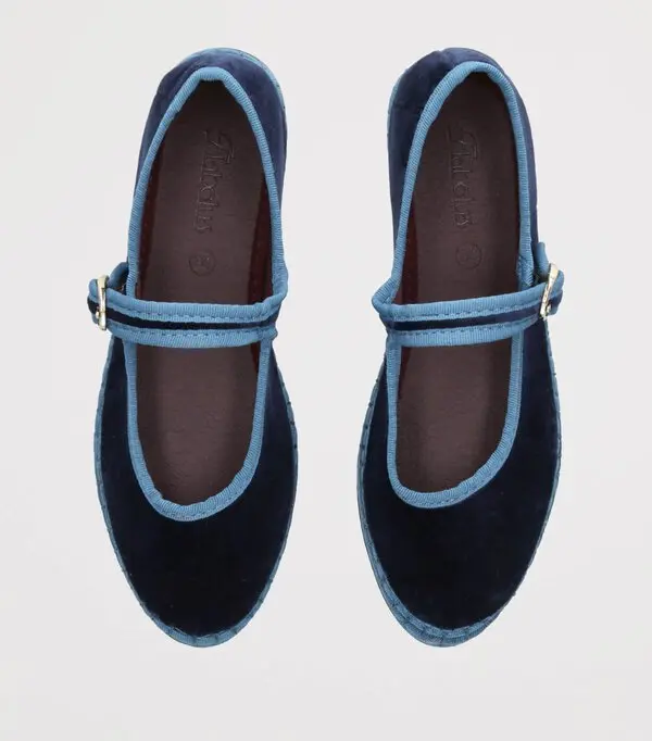 FLABELUS Velvet Montague Mary Janes - Navy