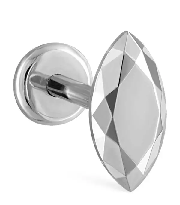 MARIA TASH Faceted Marquise Threaded Stud Single Earring - White
